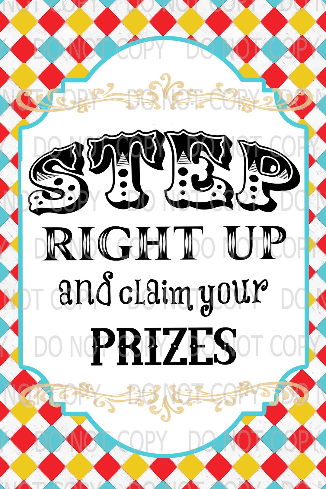 Printable DIY Circus Poster Step Right up Prizes 12" X 18" - INSTANT ...