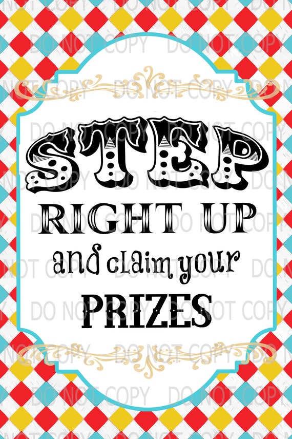 Printable DIY Circus Poster Step Right up Prizes 12 X - Etsy