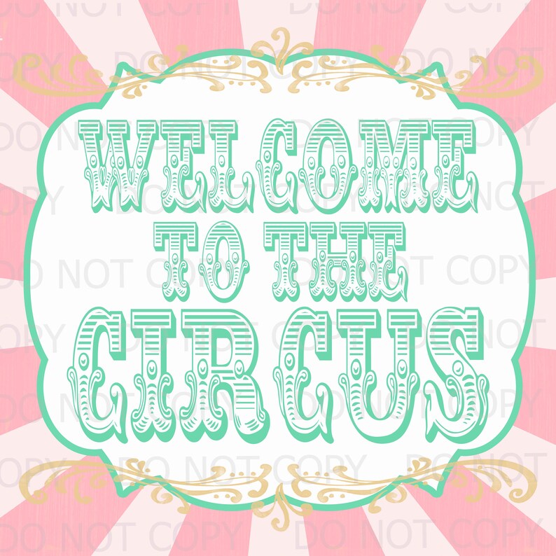 Printable DIY Welcome to the Circus Poster 24" X 24" - INSTANT DOWNLOAD ...