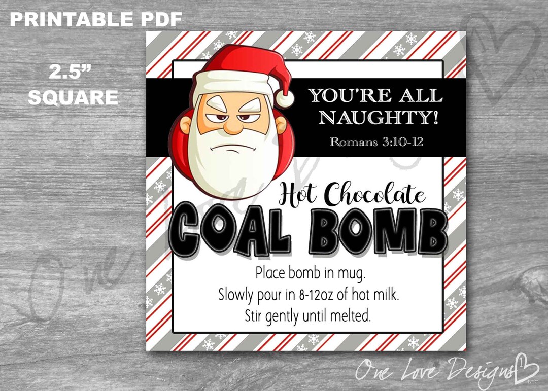 Printable Hot Cocoa Chocolate Christmas Santa Coal Tags - INSTANT ...