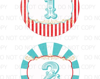 Printable Diy Vintage Circus Table Numbers 1 Through 16 | Etsy