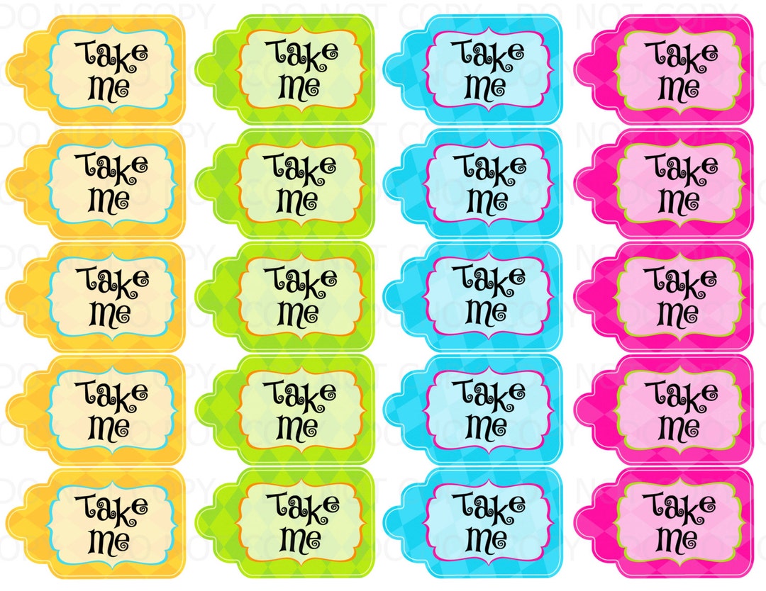 Printable DIY Take Me Faor or Drink Tags - INSTANT DOWNLOAD - Etsy