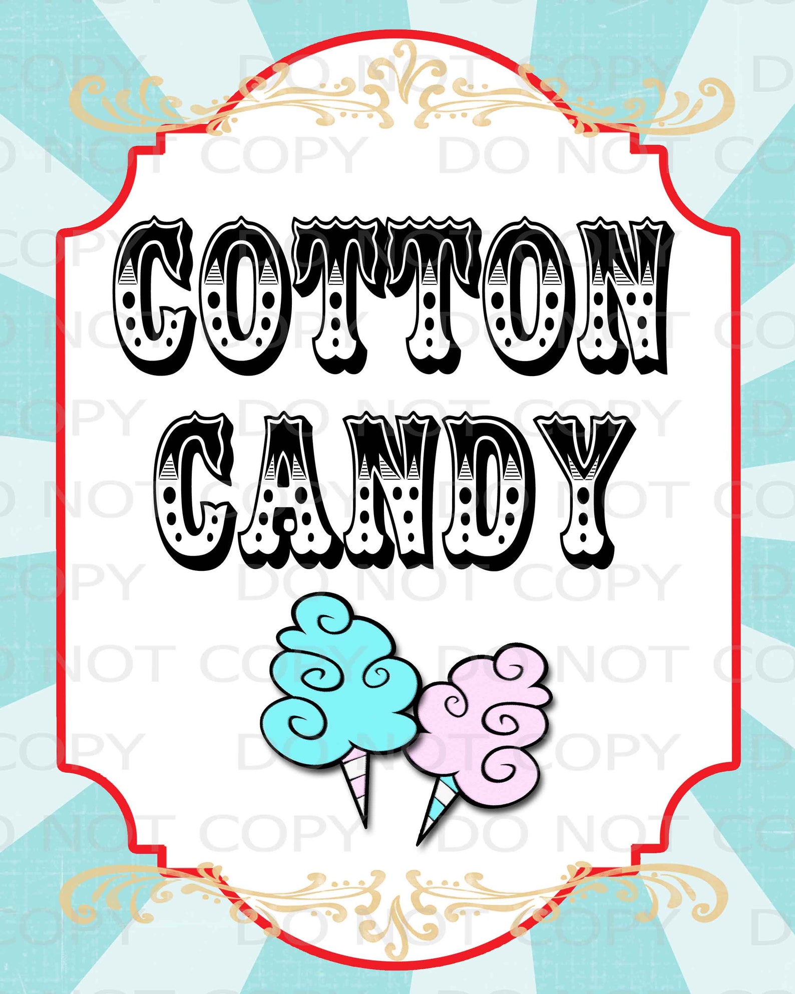 Printable DIY Vintage Circus Cotton Candy Sign 8.5 X - Etsy
