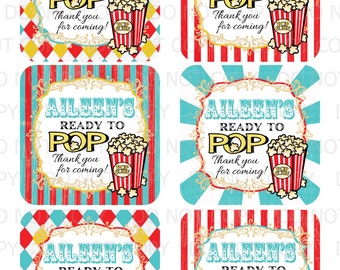 Printable DIY Personalized Circus Carnival Popcorn Theme Favor | Etsy