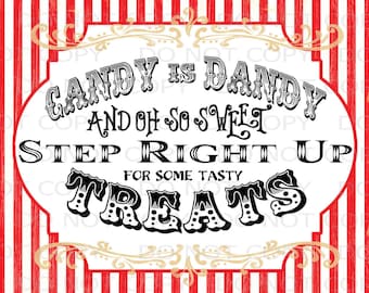 Printable DIY Vintage Circus Candy Treat Table Sign | Etsy