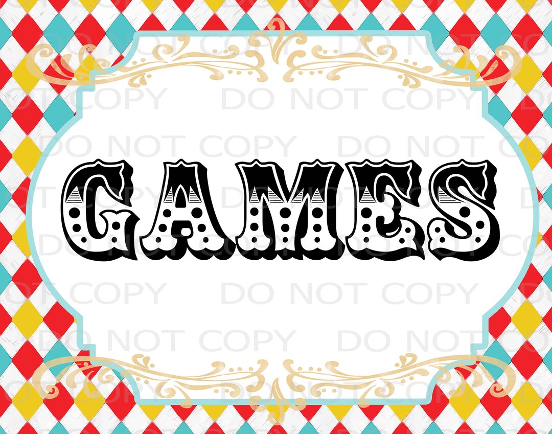 Printable DIY Vintage Games Station Sign - 11" X 14" INSTANT DOWNLOAD ...