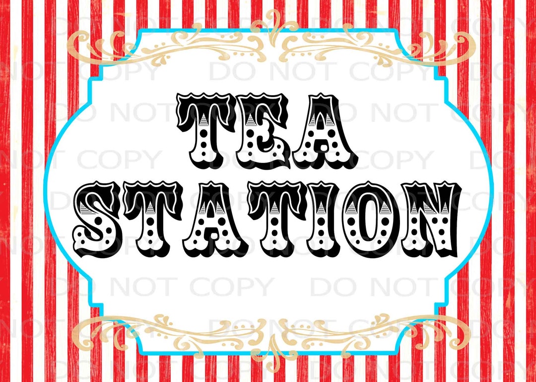 Printable DIY Vintage Circus Tea Station Sign - 5"x7" INSTANT DOWNLOAD ...