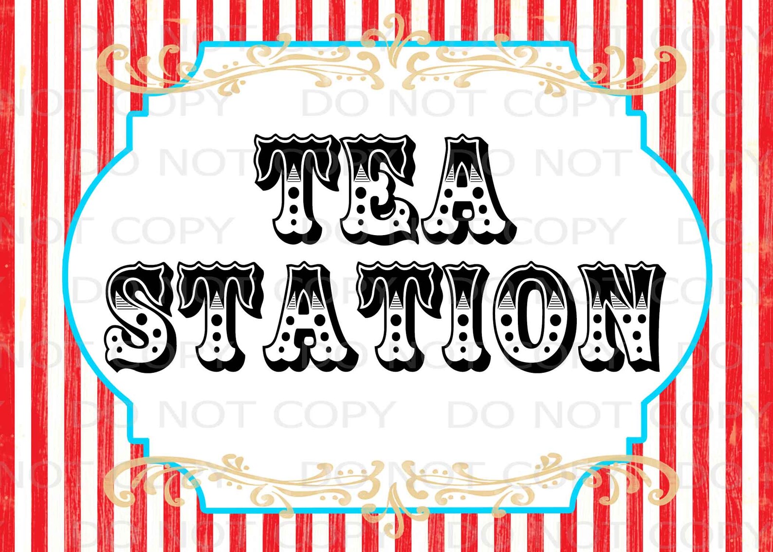 Printable DIY Vintage Circus Tea Station Sign - 5"x7" INSTANT DOWNLOAD ...