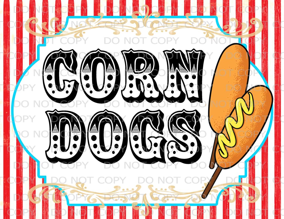 Printable DIY Vintage Circus Corn Dogs Table Sign - 8.5" X 11" INSTANT ...