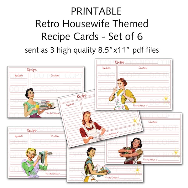 Retro Recipe Cards - Etsy