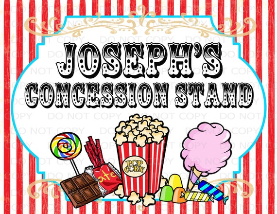 Printable Vintage Circus PERSONALIZED Concession Stand Sign - Etsy