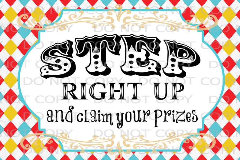 Printable DIY Circus Poster Step Right up Prizes 12" X 18" - INSTANT ...