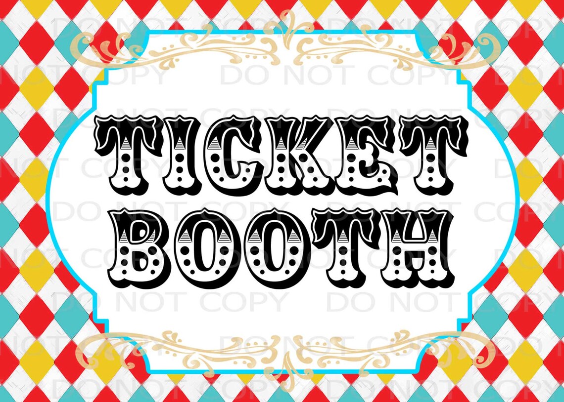 Printable DIY Vintage Circus Ticket Booth Table Sign 5 - Etsy