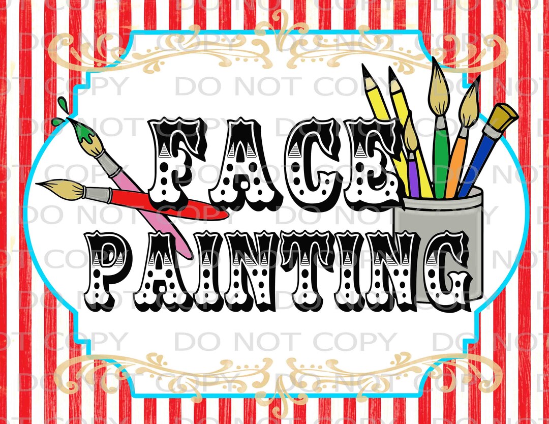 Printable DIY Vintage Circus Face Painting Table Sign - 8.5" X 11 ...