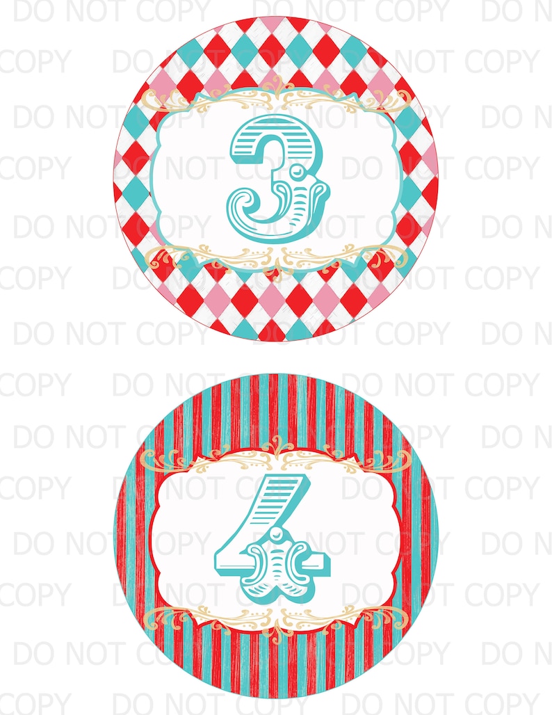 Printable Diy Vintage Circus Table Numbers 1 Through 16 - INSTANT ...