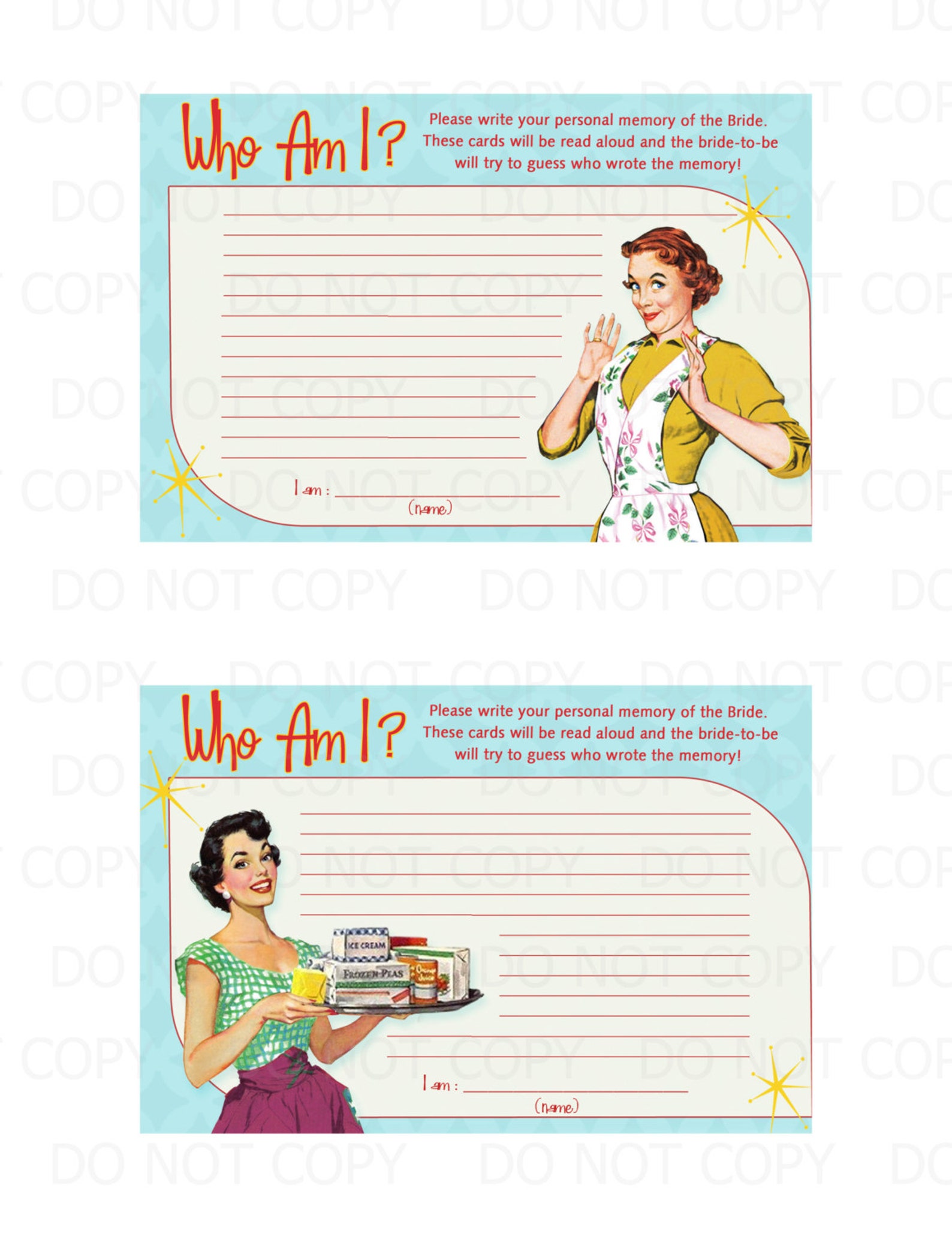 Printable 1950s Retro Housewife Bridal Shower Game Who Etsy