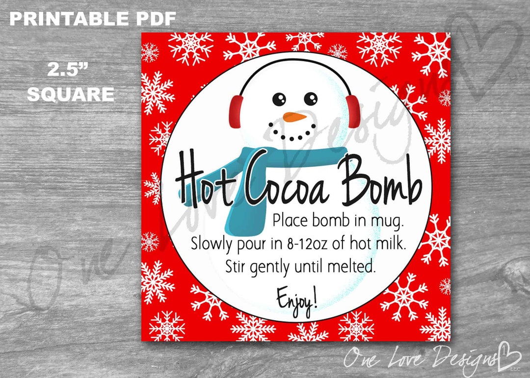 Printable Hot Cocoa Chocolate Christmas Snowman Tags INSTANT - Etsy