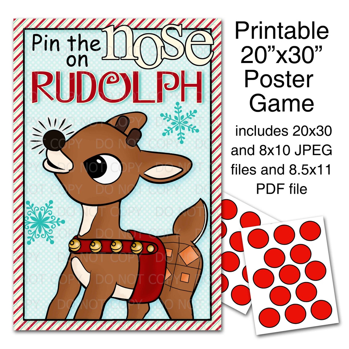 Printable Pin the Nose Christmas Party Poster Game 20 X - Etsy