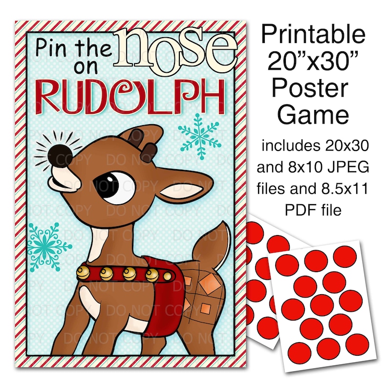 Printable Pin the Nose Christmas Party Poster Game 20 X - Etsy