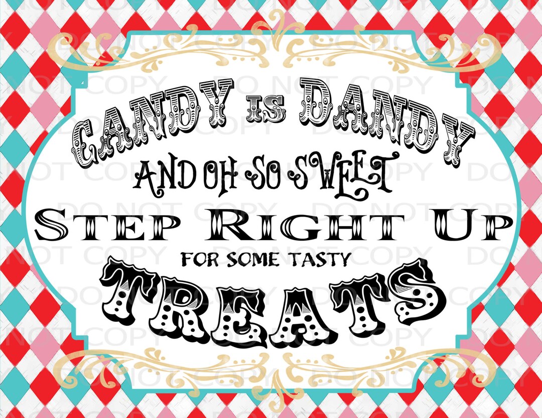 Printable DIY Vintage Circus Candy Treat Table Sign - 8.5" X 11 ...