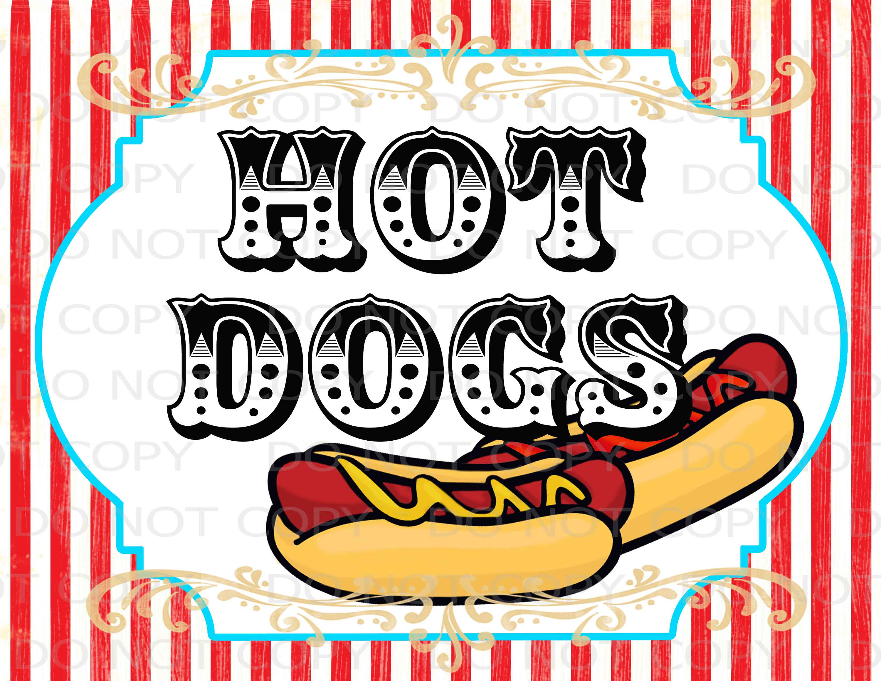 Printable DIY Vintage Hot Dogs Station Table Sign - 8.5" X 11" INSTANT ...