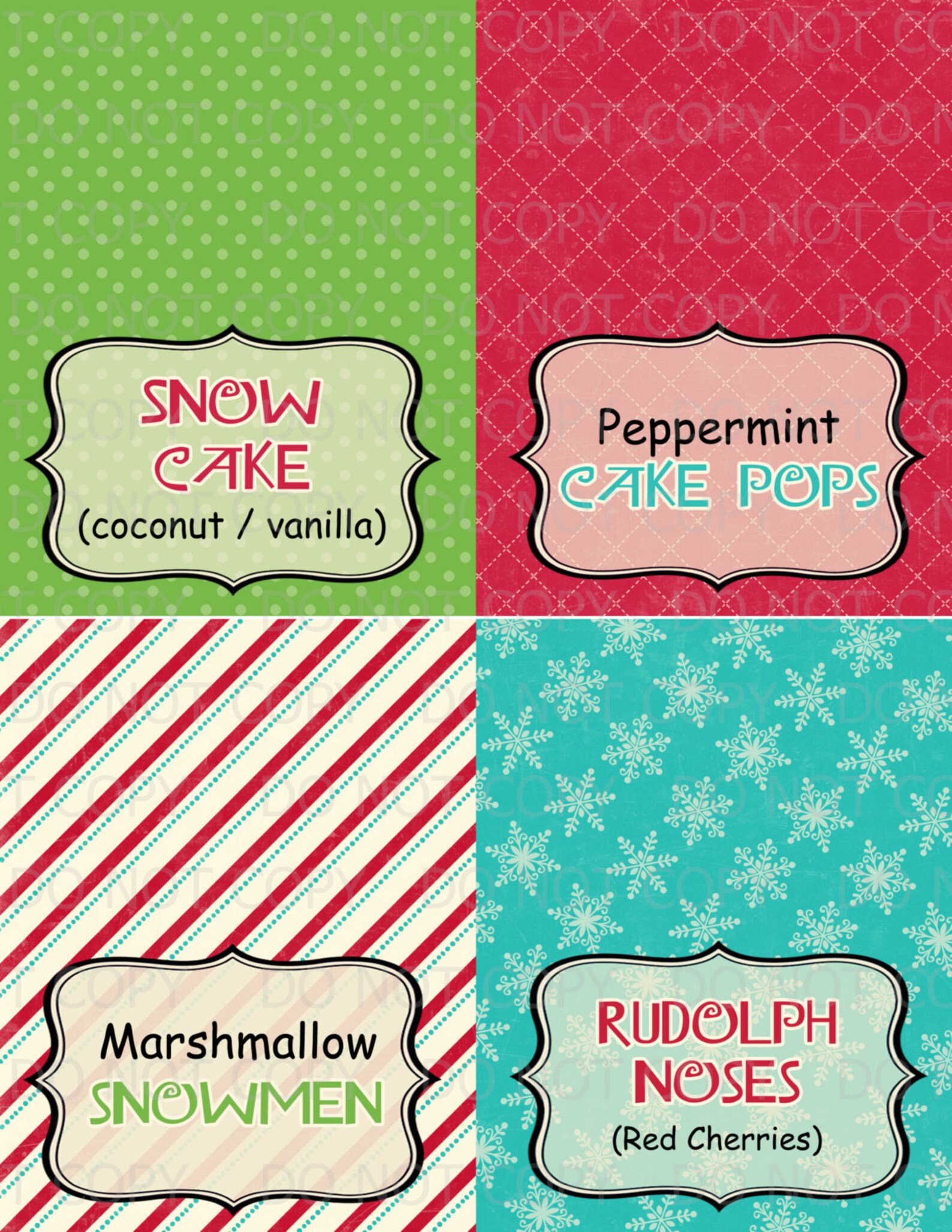 Printable DIY Christmas Table Tent Food Labels 4 Designs | Etsy