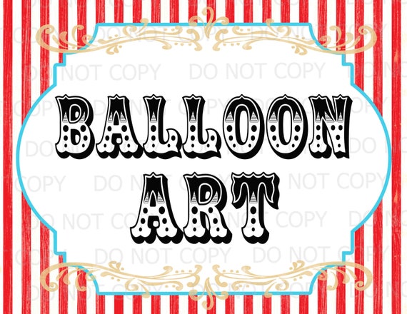 Printable DIY Vintage Circus Balloon Art Sign 8.5 X | Etsy