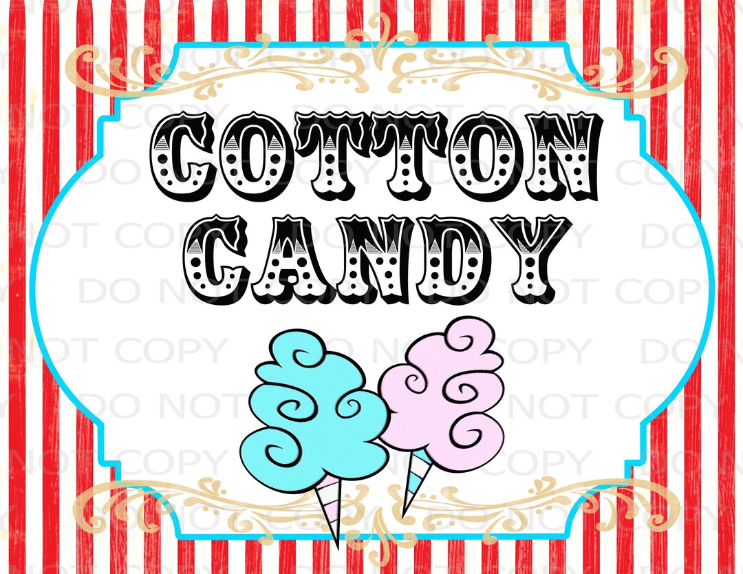 Printable DIY Vintage Circus Cotton Candy Table Sign - 8.5" X 11 ...