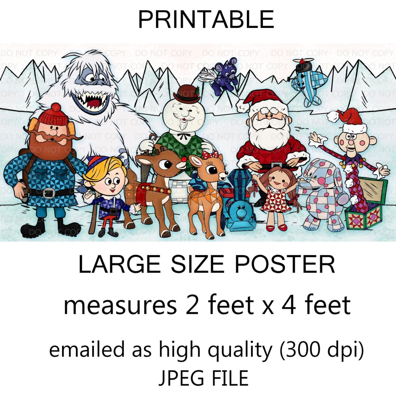 Printable Christmas Rudolph Inspired Characters Wall Art Party - Etsy