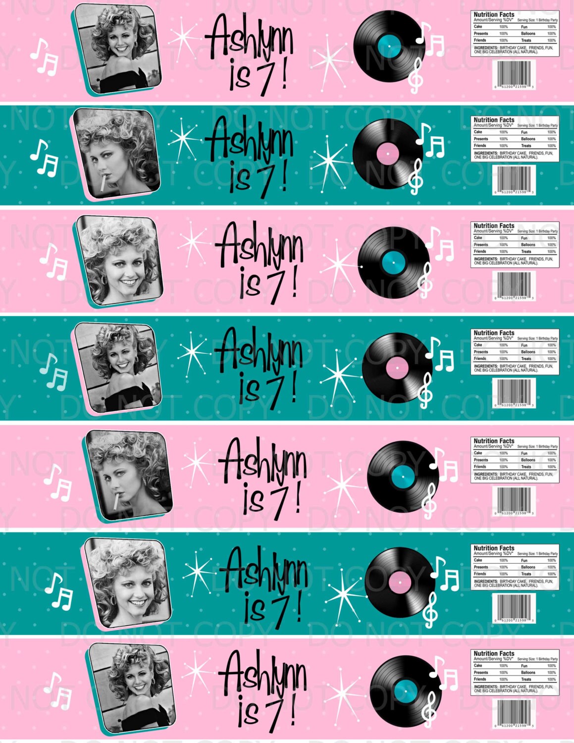 Printable DIY Personalized 50's Sock Hop Grease Sandy Theme Water ...