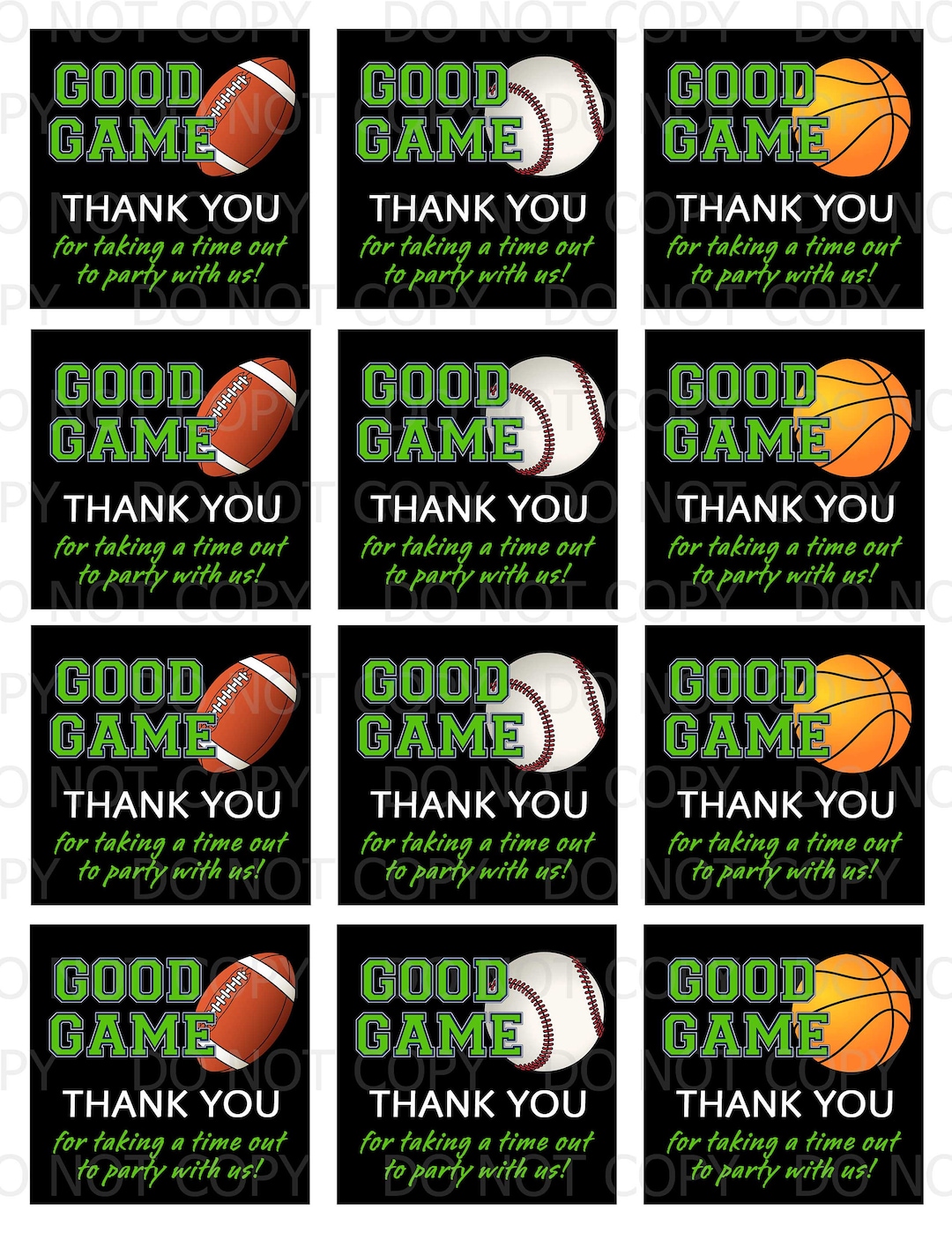 Printable Diy Sports Football Basketball Baseball Theme Favor Tags ...