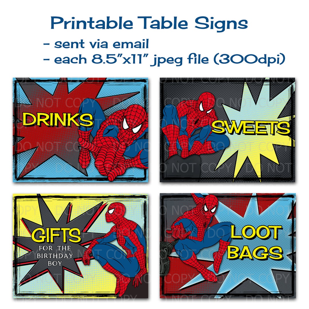Printable DIY Super Hero Theme Birthday Party Table Signs - Etsy