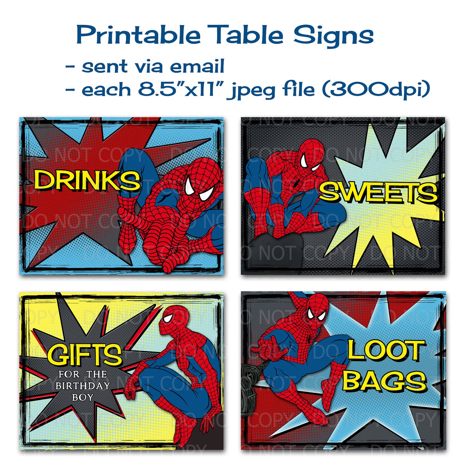 Printable DIY Super Hero Theme Birthday Party Table Signs - Etsy