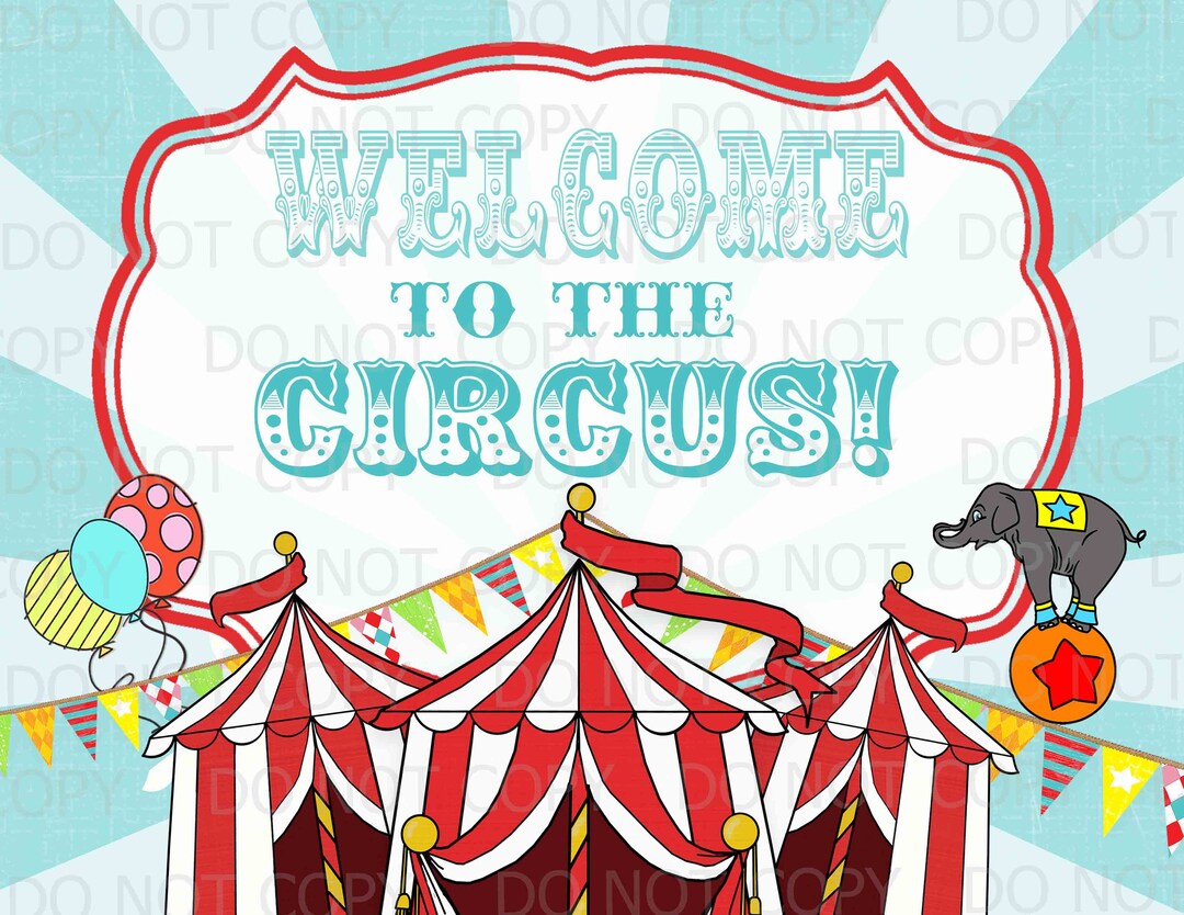 Printable DIY Vintage Circus Welcome Sign - 8.5" X 11" INSTANT DOWNLOAD ...
