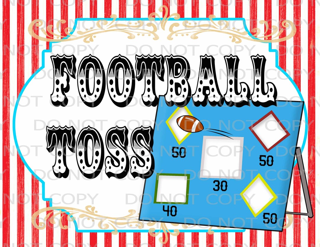 Printable DIY Vintage Circus Football Toss Sign - 8.5" X 11" INSTANT ...