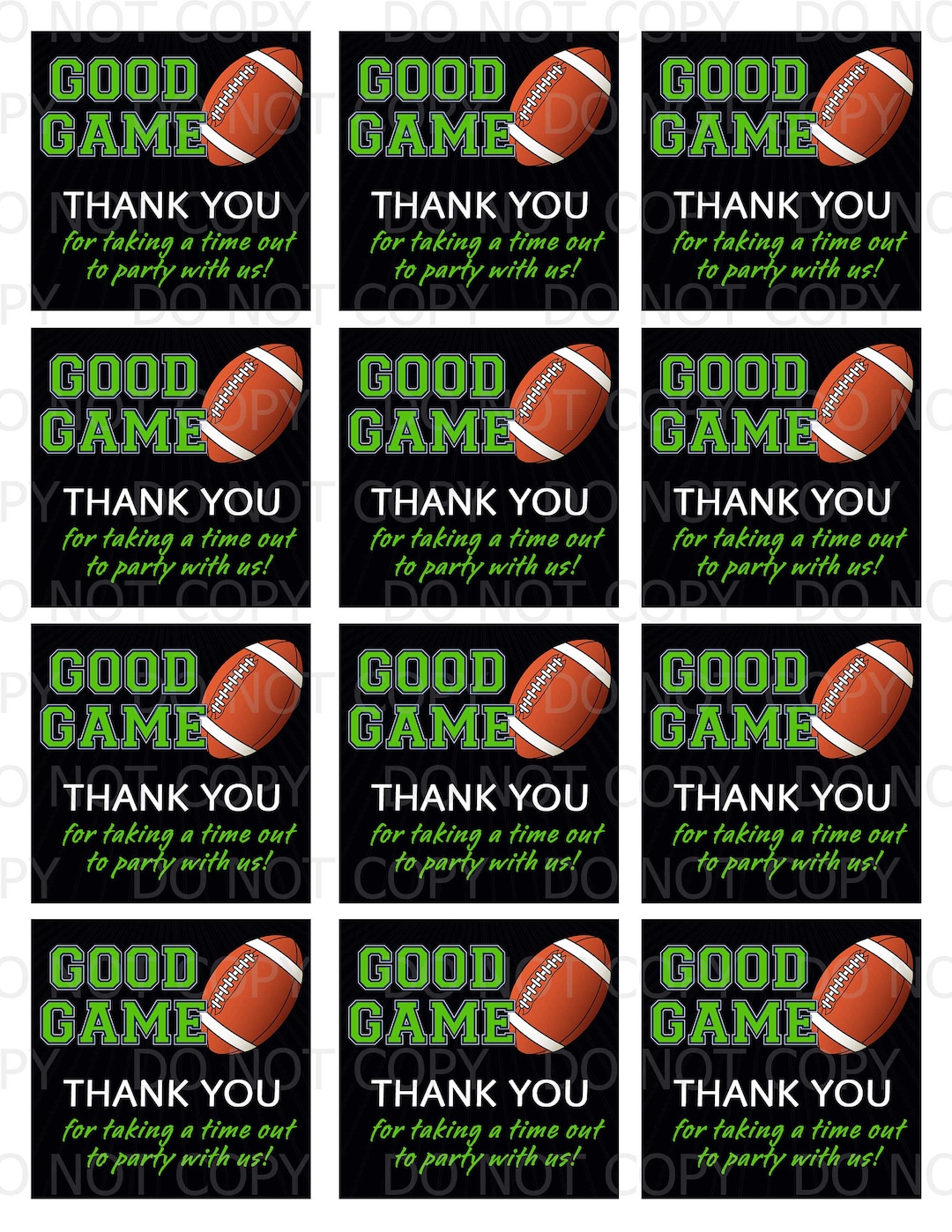 Printable Diy Sports Football Theme Favor Tags - INSTANT DOWNLOAD - Etsy