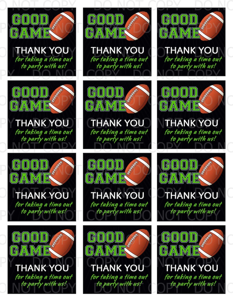 Printable Diy Sports Football Theme Favor Tags - INSTANT DOWNLOAD - Etsy