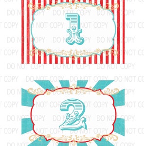 Printable Diy Vintage Circus Table Numbers 1 Through 16 - INSTANT ...