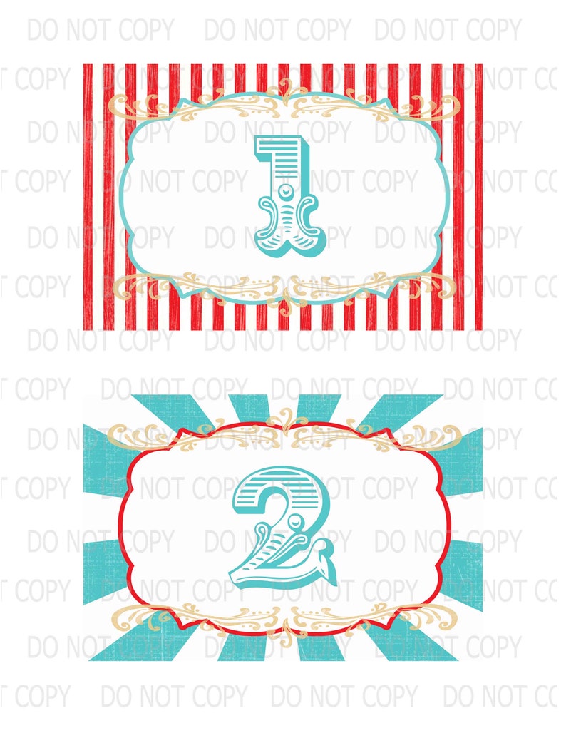 Printable Diy Vintage Circus Table Numbers 1 Through 16 - INSTANT ...