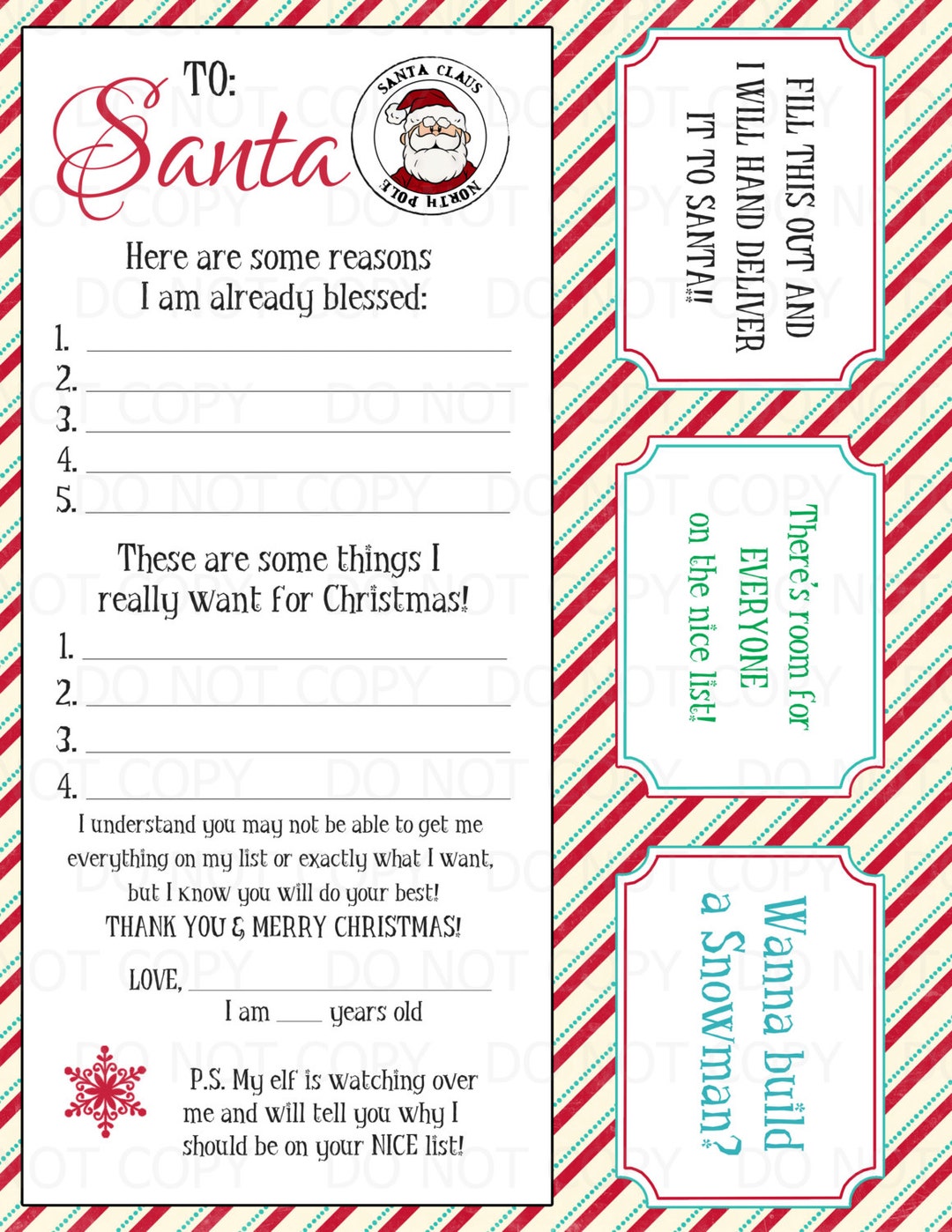 Printable Elf Delivered Letter to Santa and Extra Notes INSTANT ...