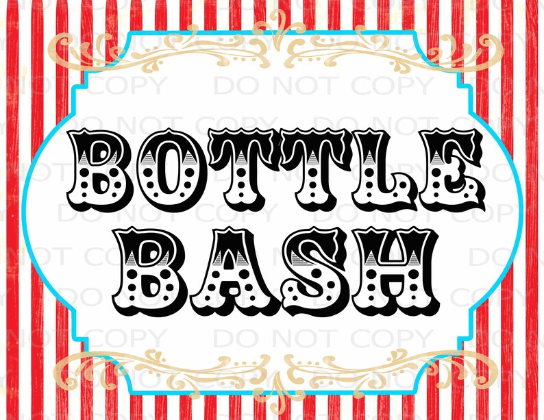 Printable DIY Vintage Circus Bottle Bash Sign - 8.5" X 11" INSTANT ...