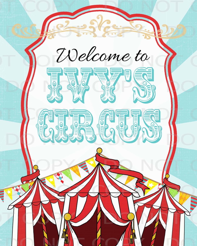 Printable Personalized Vintage Circus Welcome to the Circus Sign - 8" X ...