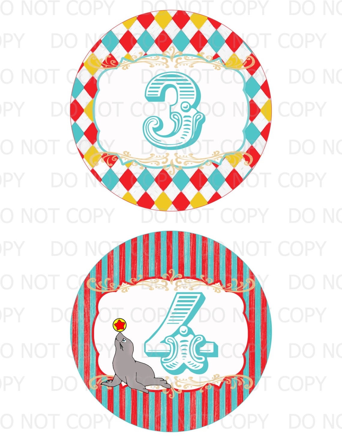 Printable Diy Vintage Circus Table Numbers 1 Through 16 | Etsy