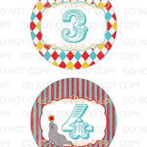 Printable Diy Vintage Circus Table Numbers 1 Through 16 - INSTANT ...