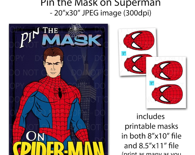 Printable DIY Pin the Mask Super Hero Party Game Poster 20 X 30 - Etsy