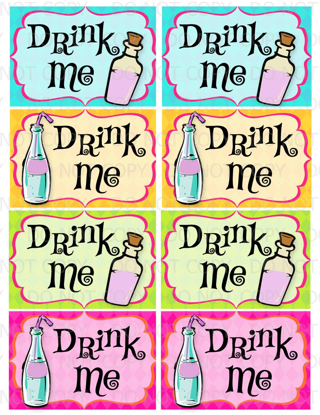 Printable DIY Drink Me Party Labels - Etsy