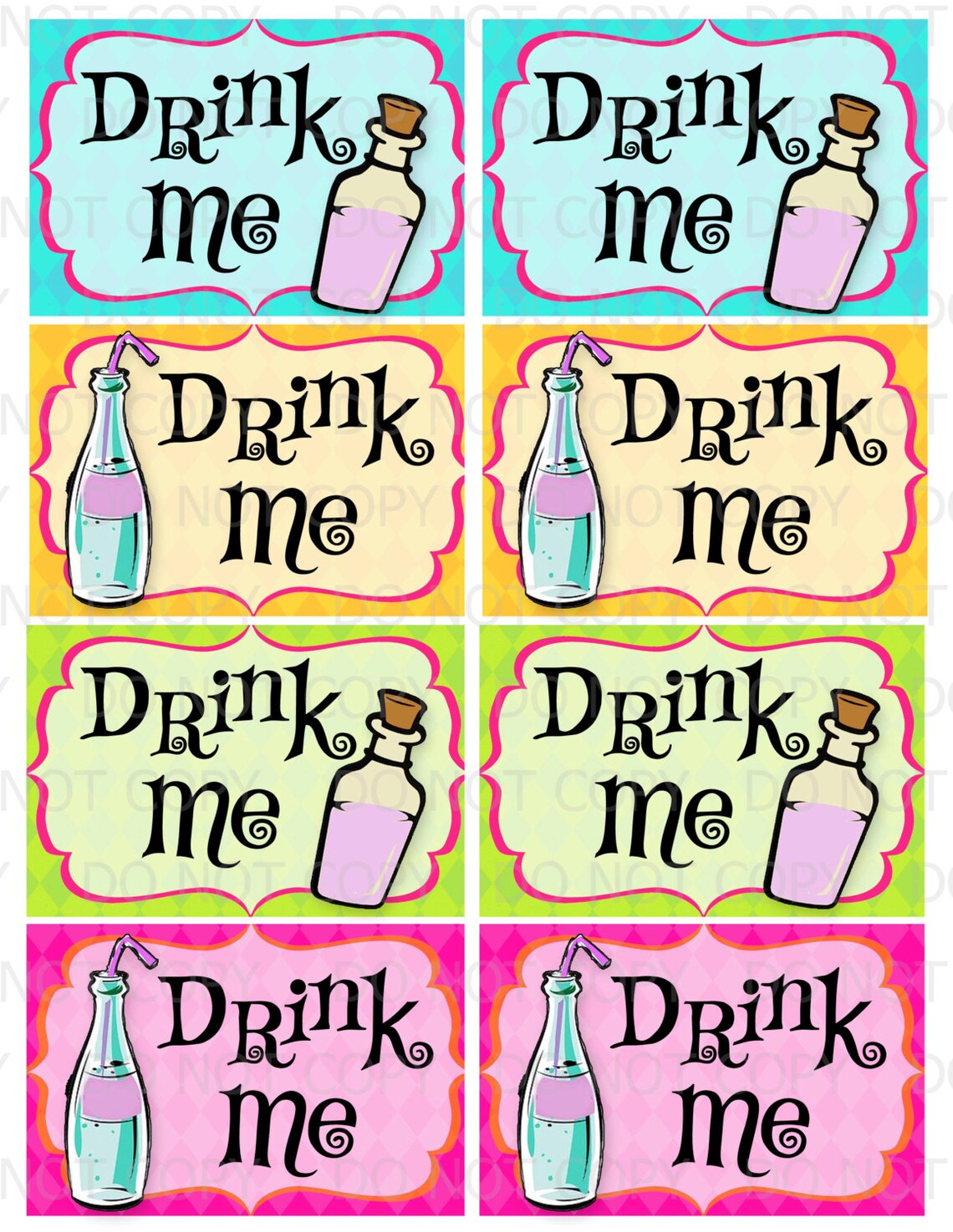 Printable DIY Drink Me Party Labels - Etsy