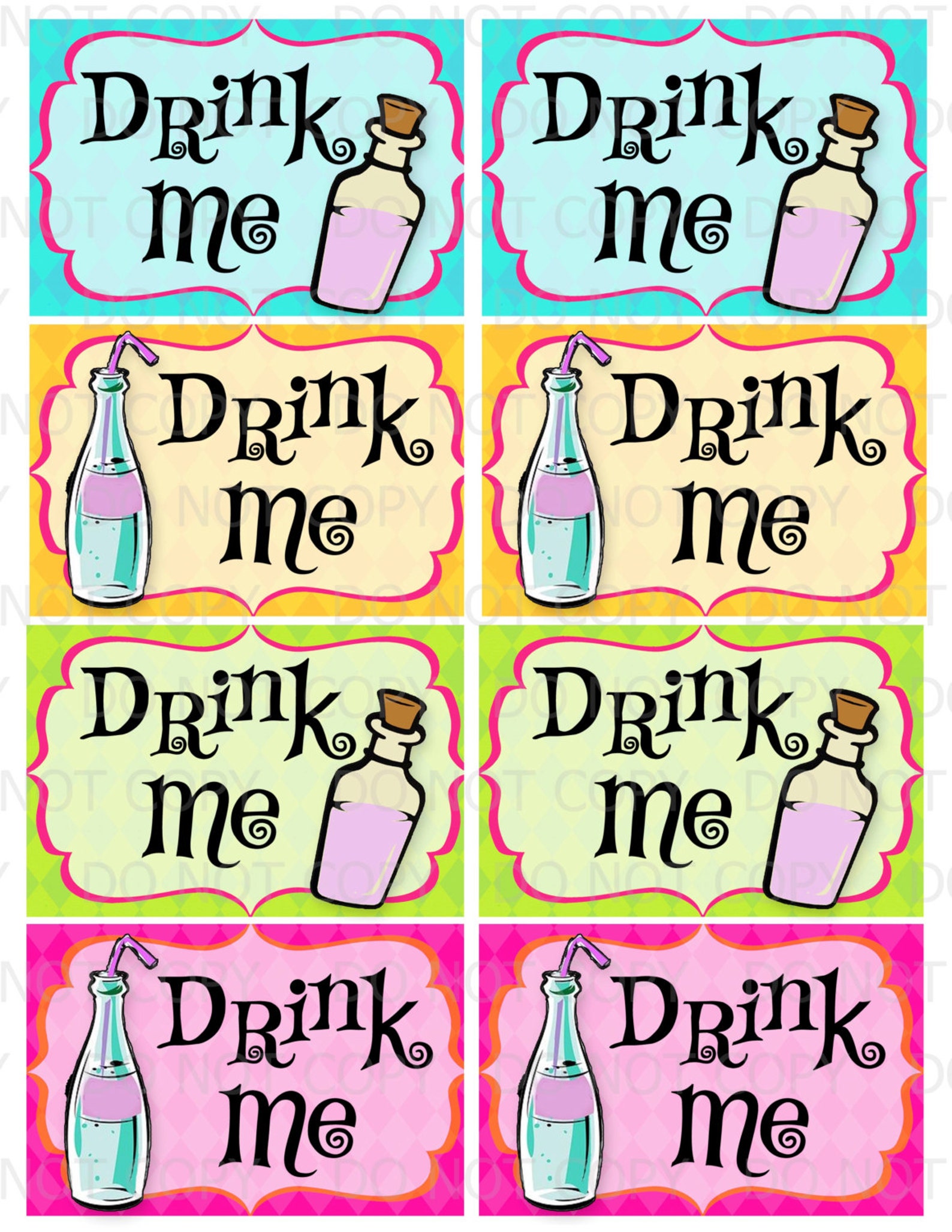Printable DIY Drink Me Party labels | Etsy