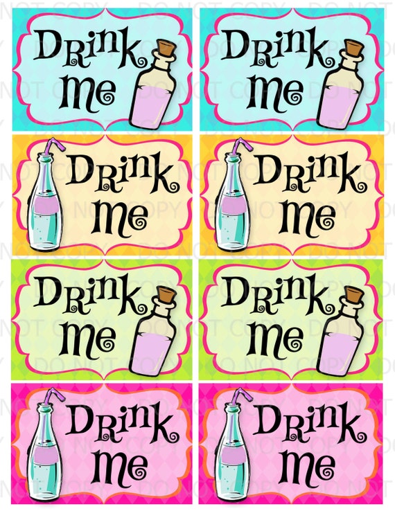 Printable DIY Drink Me Party labels | Etsy