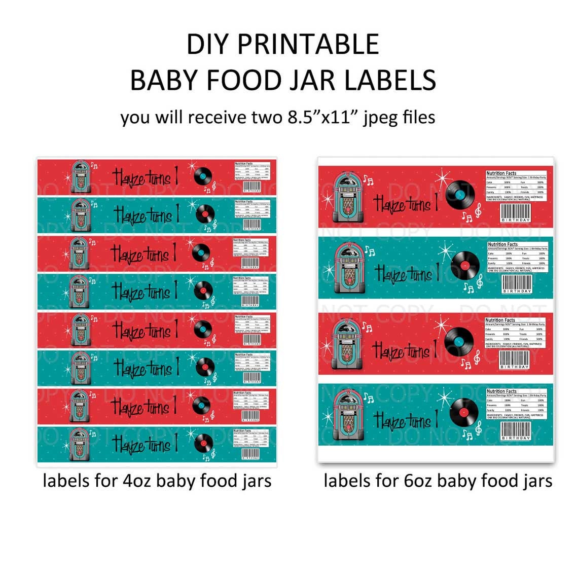 Baby Food Jar Labels